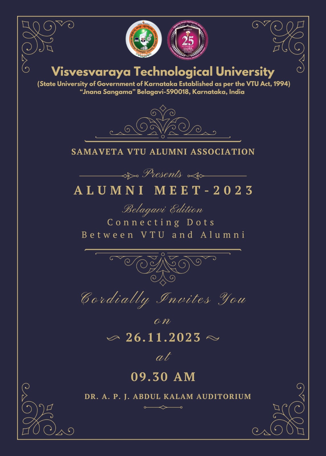 VTU Alumni Meet 2023 on Sunday 26th November 2023 – Visvesvaraya ...